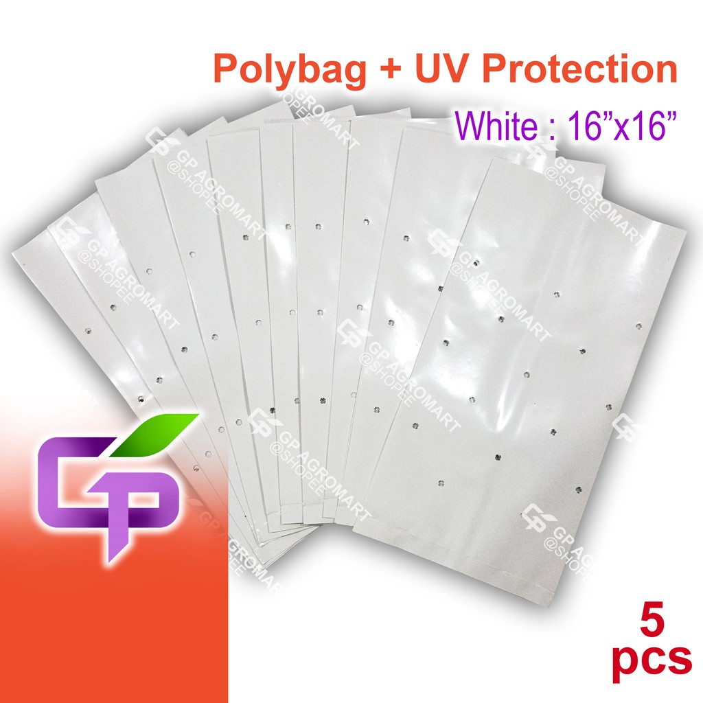 5pcs 16x16 inch White Polybag / Polibeg Putih / Planting Bag with UV ...