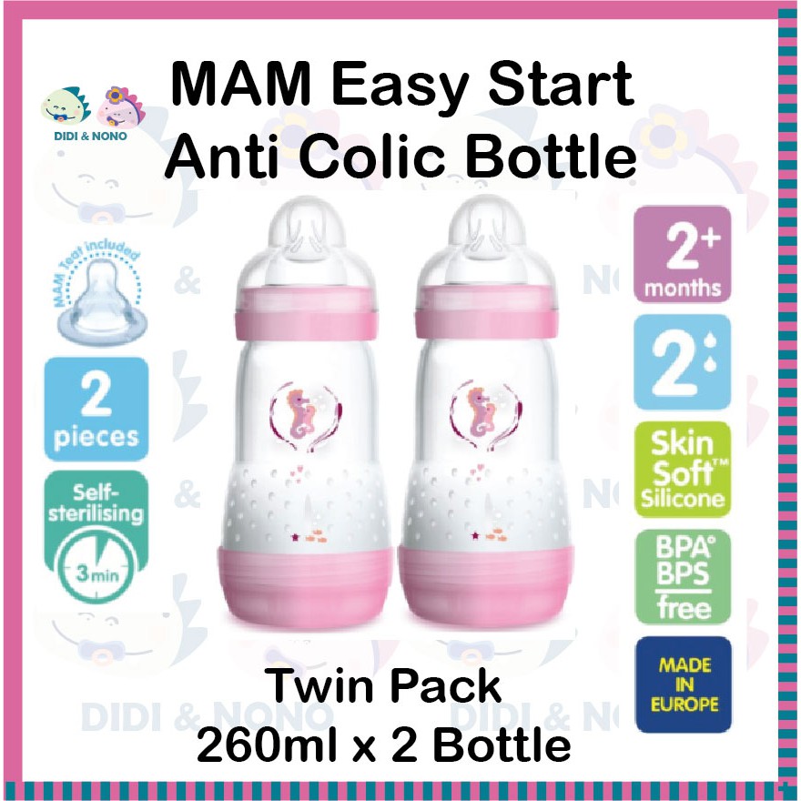 MAM Easy Start Self Sterilising Anti-Colic Bottle Botol Susu Mam Anti Colic [260ml 9oz] 2month ...