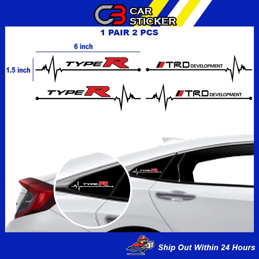 CAR STICKER SIDE WINDOW TYPE R TRD 1PAIR 2PCS / W505 | Shopee Malaysia