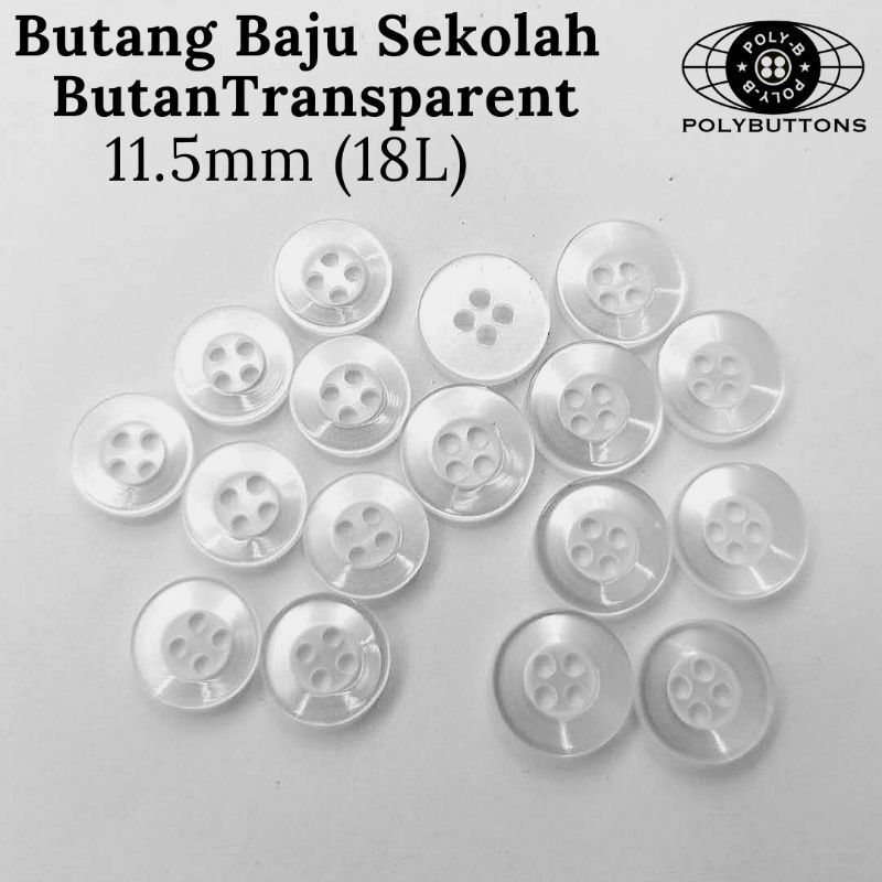 POLYBUTTONS Butang Baju Sekolah Butang Transparent Pearl Button 11.5mm ...