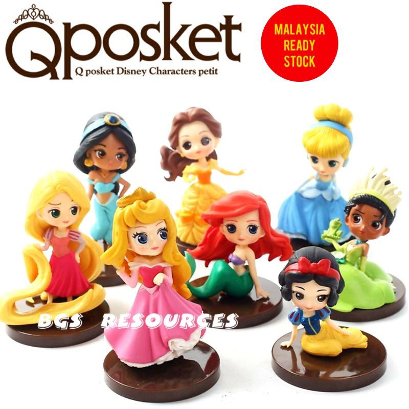 8PCS PRINCESS FIGURE DISNEY PETITE Q POSKET FIGURE DISNEY PRINCESS ...