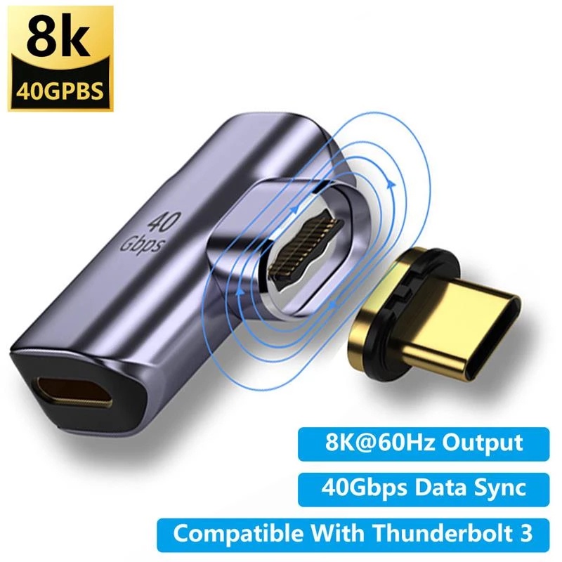 USB4.0 Thunderbolt3 Magnetic Adapter USB C To Type C 40Gbps 100W Fast ...