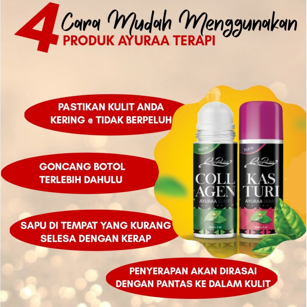 🔥READY STOCK🔥 AYURA TERAPI KASTURI, COLLAGEN & BERAPI (Roll On) 85ml MELEGAKAN SENGAL OTOT ...