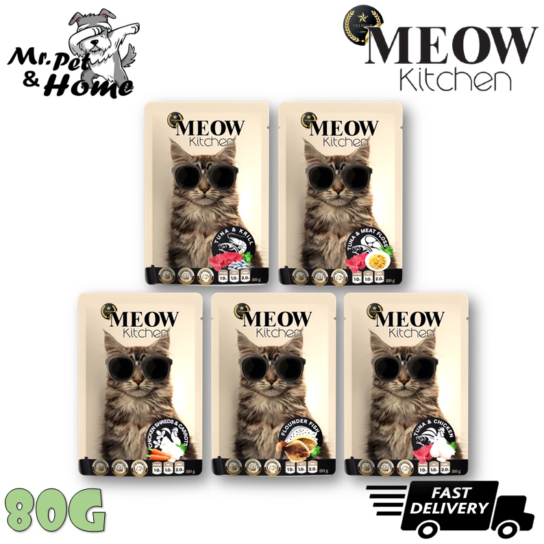 Meow Kitchen Cat Pouch Wet Food 80G - Snek Makanan Kucing Basah ,Cat ...