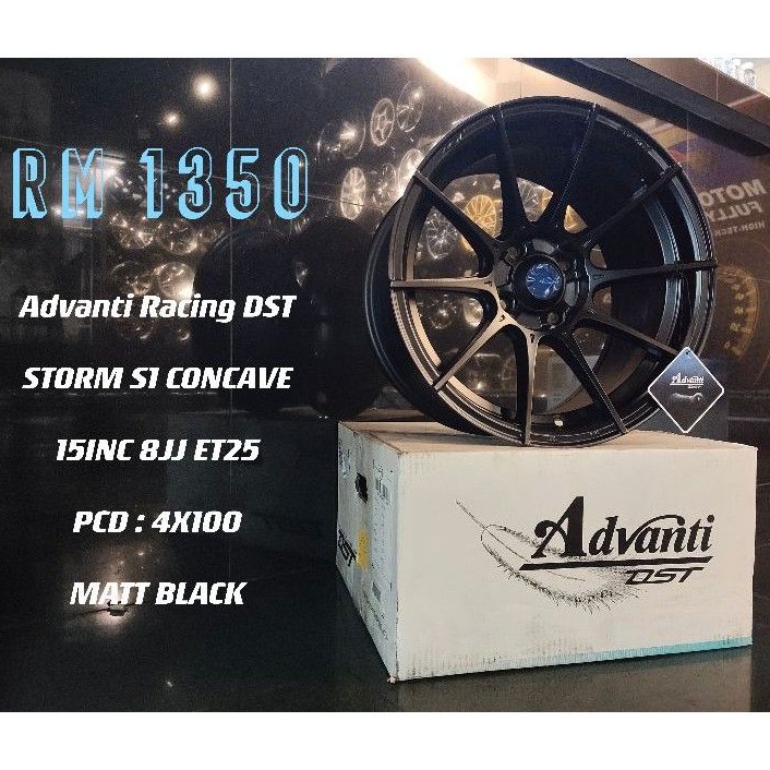 NEW RIM 15 ORIGINAL ADVANTI STORM S1 CONCAVE 8JJ MYVI WIRA SATRIA SAGA ...