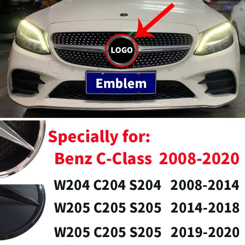 Front Grill Badge Grille Logo Emblem For Mercedes Benz C Class W204 W205 C204 S204 C205 S205 ...