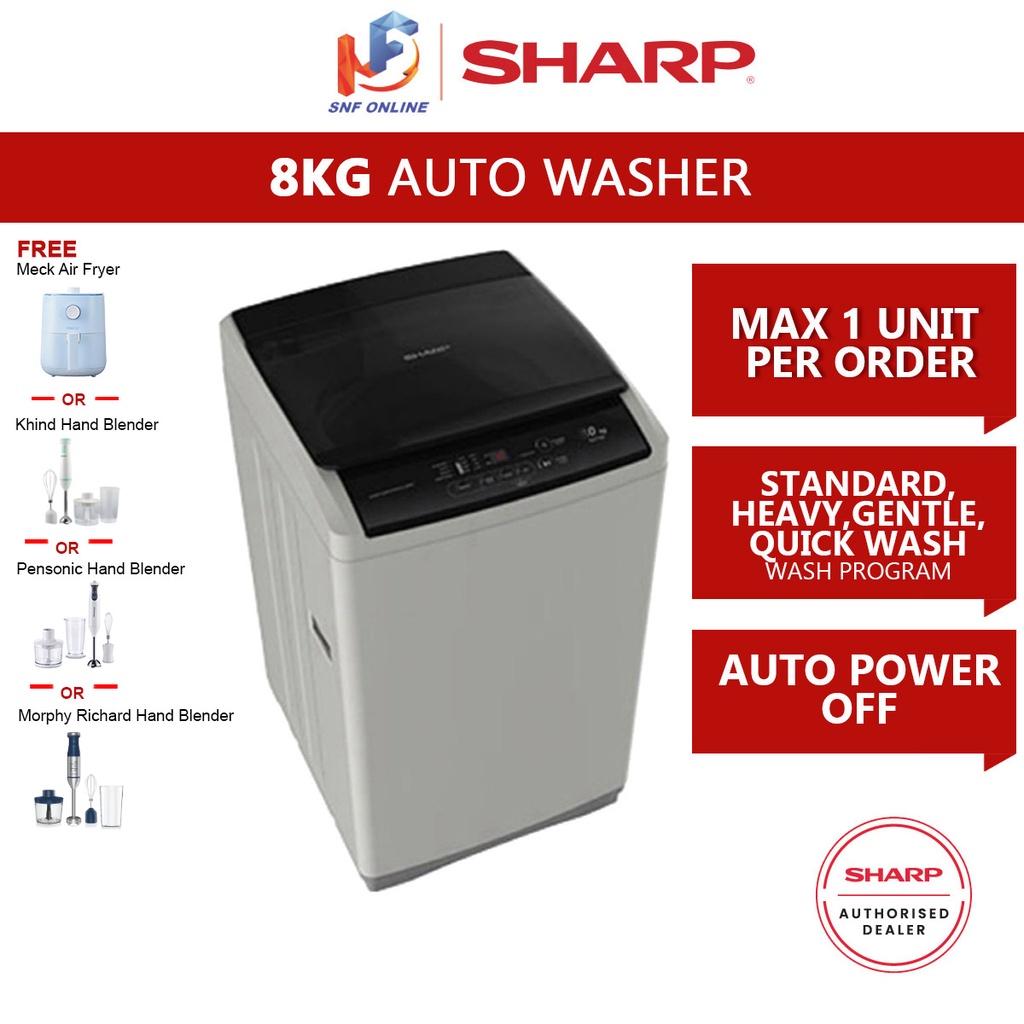 Sharp Fully Auto Washing Machine Washer (8 kg) ES818X | Shopee Malaysia