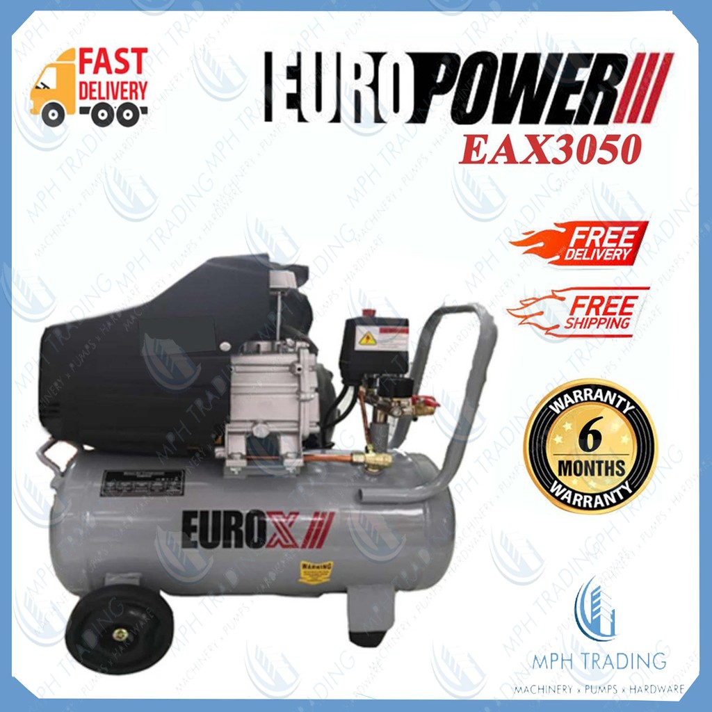 Europower Eurox EAX3050 Heavy Duty Air Tank Air Compressor 3HP Power 50L | Shopee Malaysia