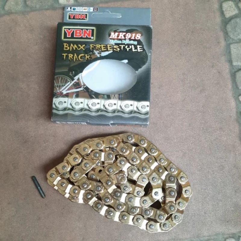 Bmx FREESTYLE YBN Bike CHAIN SINGLE SPEED YABAN CHAIN GOLD 114L ...