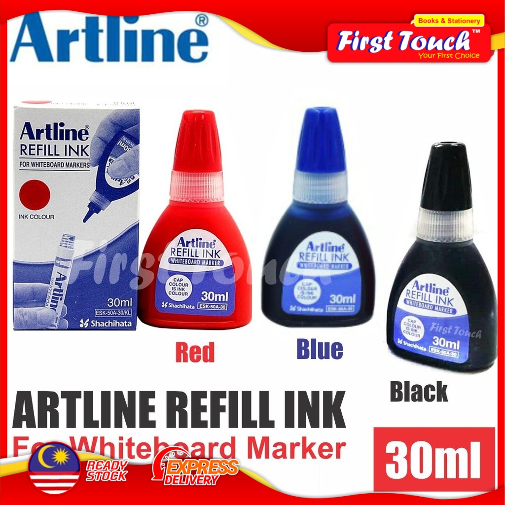 ARTLINE Whiteboard Markers Refill Ink 30ml (Black / Blue / Red) Untuk ...