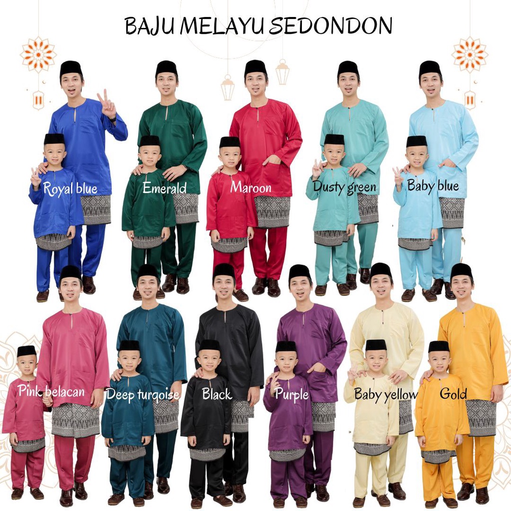 BAJU MELAYU TELUK BELANGA SEDONDON FAMILY RAYA BAJU BUDAK KIDS | Shopee ...