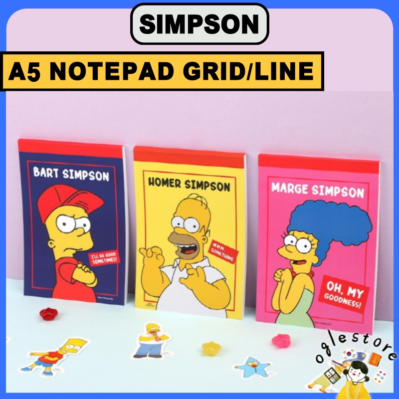 Simpson A5 Notepad 3Types Grid Line Blank Notepad Korean Notepad ...
