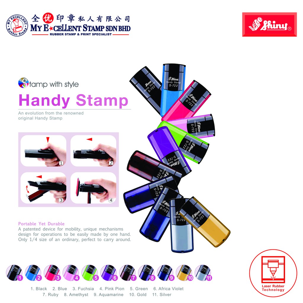 Shiny S724 Self Inking Handy Stamp (Pocket Stamp) | Shopee Malaysia