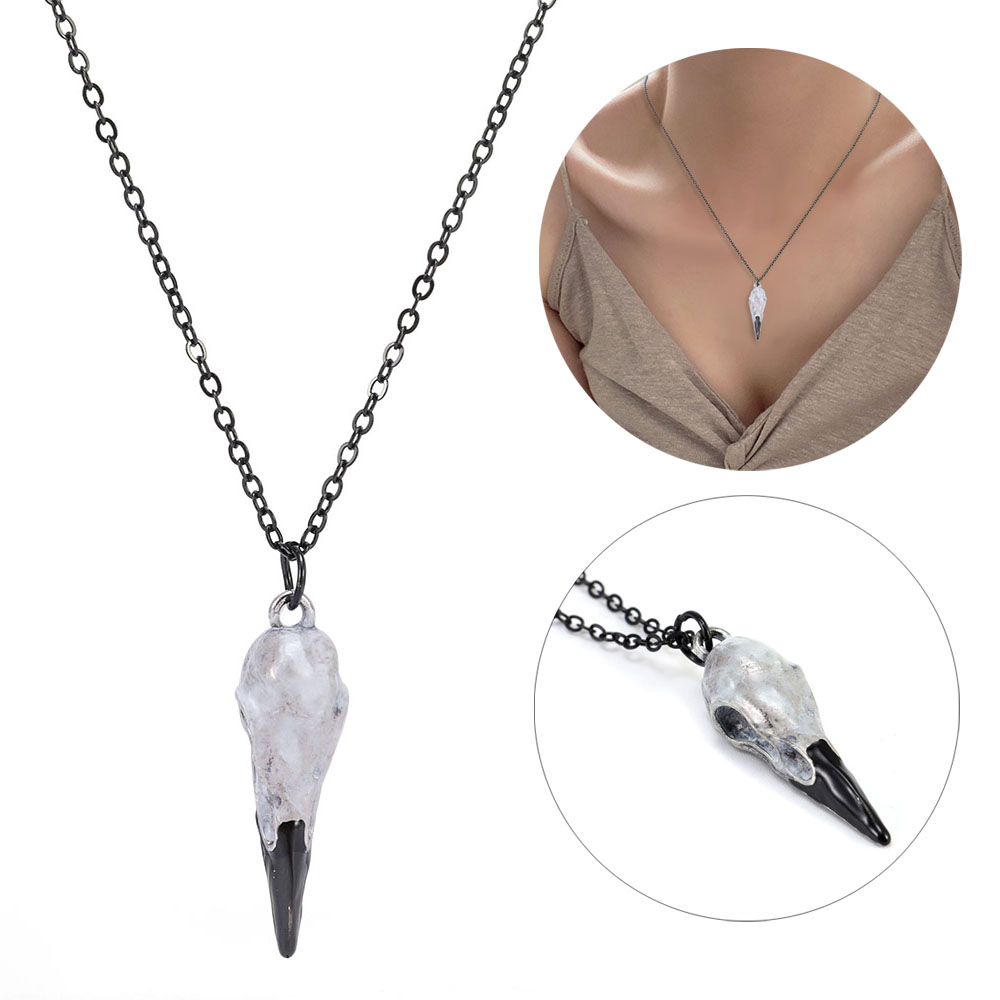 3D Raven Skull Necklace Resin Replica Raven Crow Gothic Gift Goth Skull ...