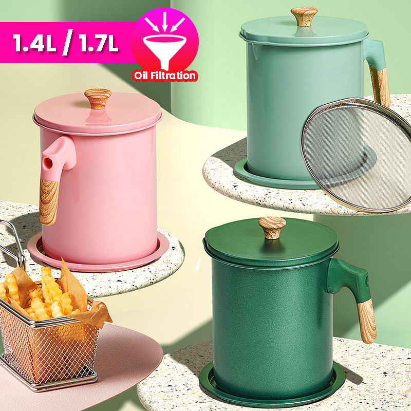 1.4L & 1.7L Oil Pot Filter Storage Penapis Minyak Masak Stainless Steel ...