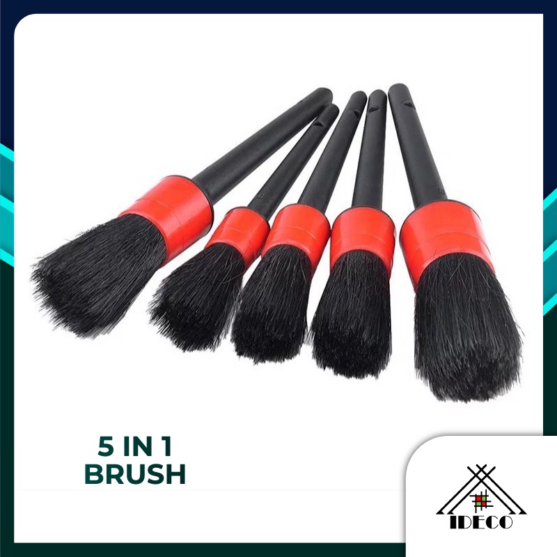 iDECO 5pcs Car Cleaning Brush Set Car Detail Set Auto Interior Brush ...