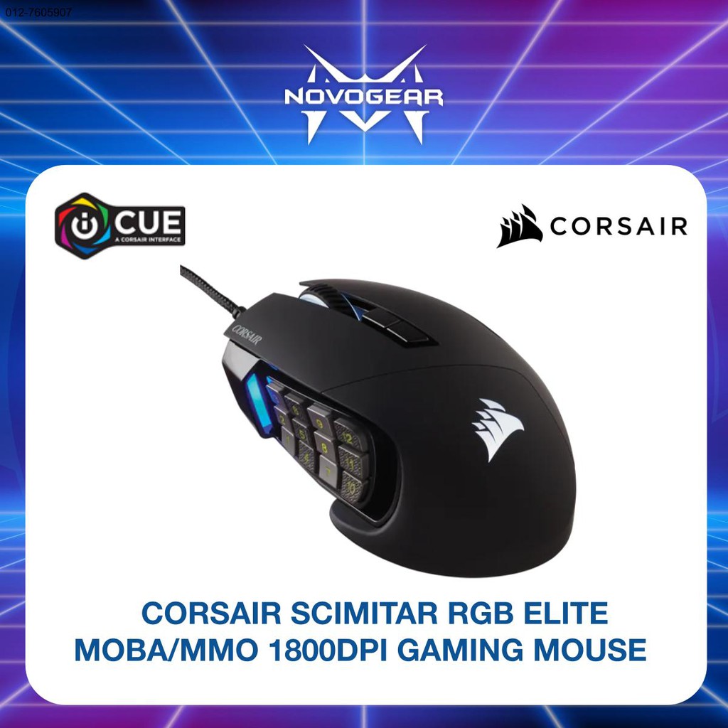 CORSAIR SCIMITAR RGB ELITE MOBA/MMO 1800DPI GAMING MOUSE(CH-9304211-AP) | Shopee Malaysia