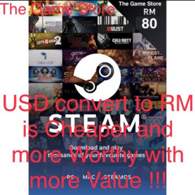 Steam Wallet Gift Card Malaysia USD20 Instant Express Delivery (20USD Auto Convert to RM ...