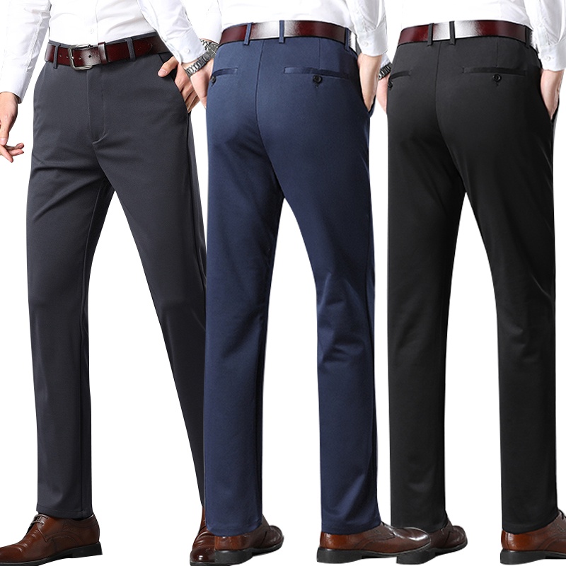 office long pants men Business formal thin plus size stretch fabrics ...