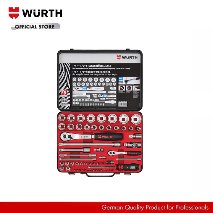 Wurth Socket Wrench Set 1 4 Inch And 1 2 Inch Dust Protected 59 Pcs