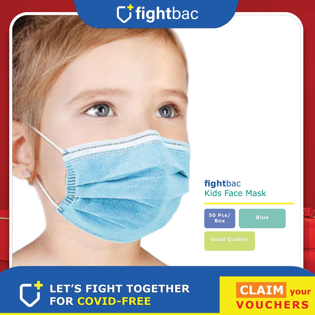 50 pcs 3ply Disposable Kids Earloop Mask Fightbac Non-medical Age 4 ...