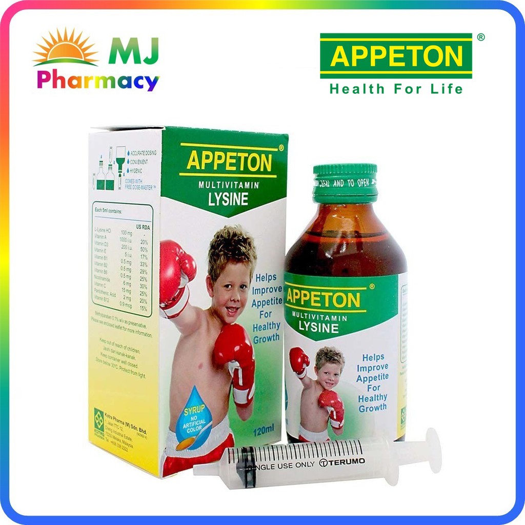 APPETON MULTIVITAMIN LYSINE WITH PREBIOTICS 60S/MV LYSINE SYRUP 120ML ...