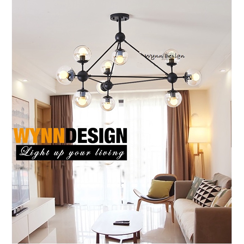 Wynn Design [10 Heads] Modern Glass Ceiling Light Designer Loft ...