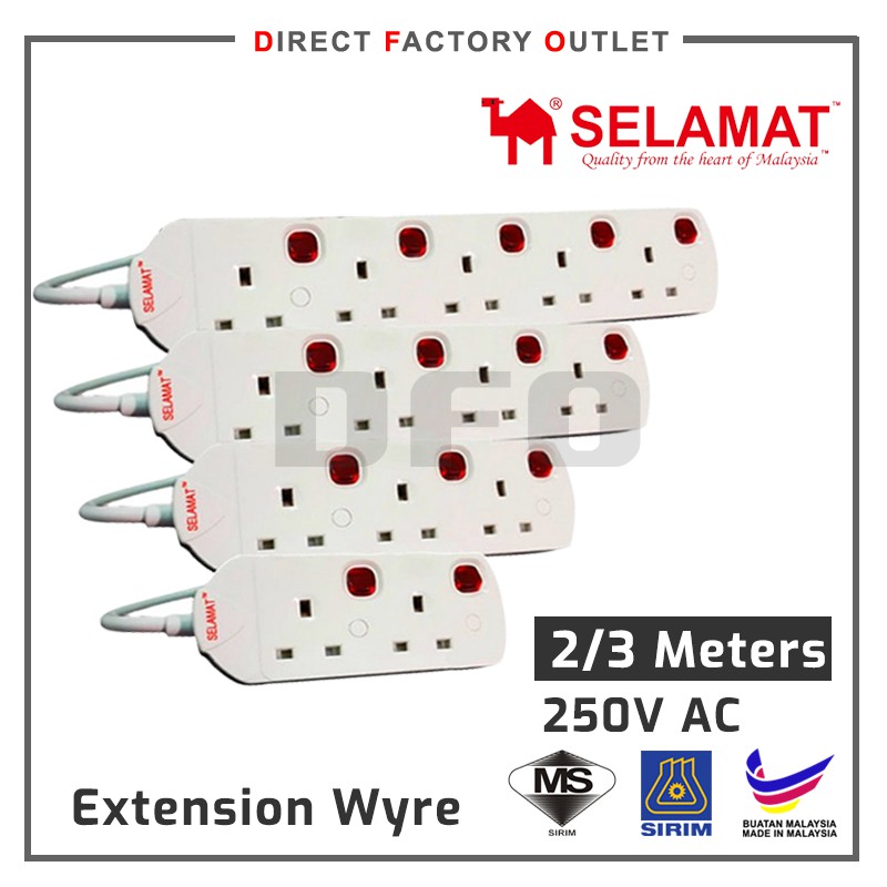 DFO SELAMAT 2/5M Portable Extension Socket Universal Trailing Socket ...
