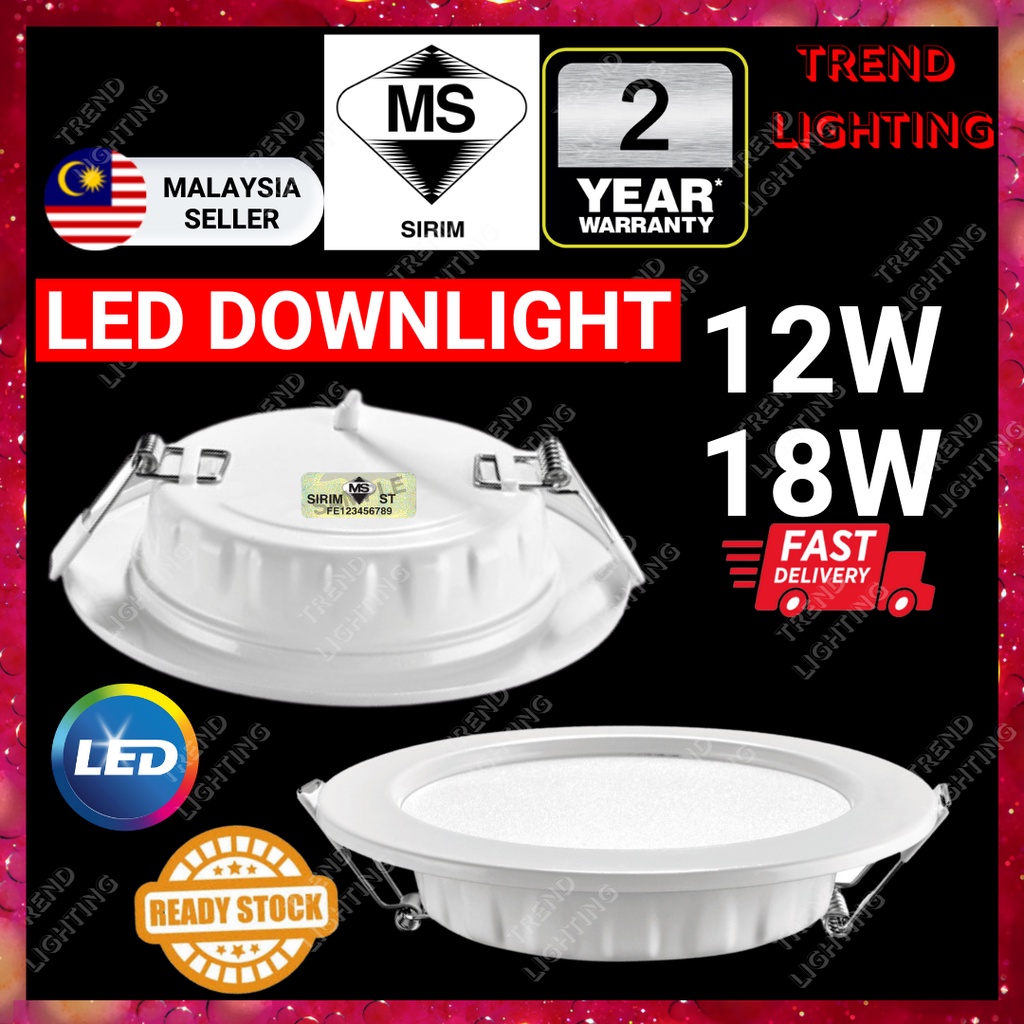 Sirim LED Downlight 12W 18W Round 4" 6'' Recessed Down Light Led ...
