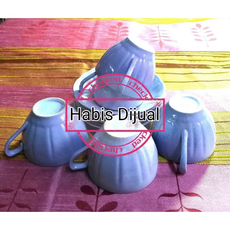 Cawan Nostalgia Warna Biru 5 Biji | Shopee Malaysia