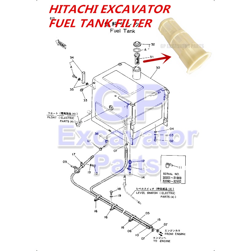 EX60-1/EX100-1/EX120-1/EX200-1/UH083/UH063 Hydraulic Excavator Fuel ...