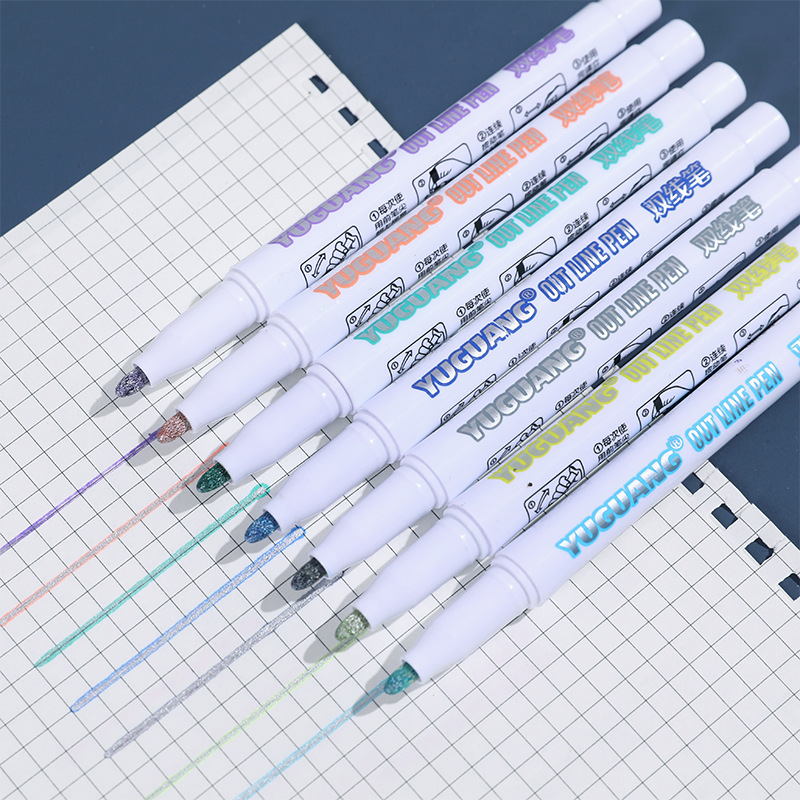 8 colors Double Lines Contour Art Pens Markers Pen Out Line Pen ...