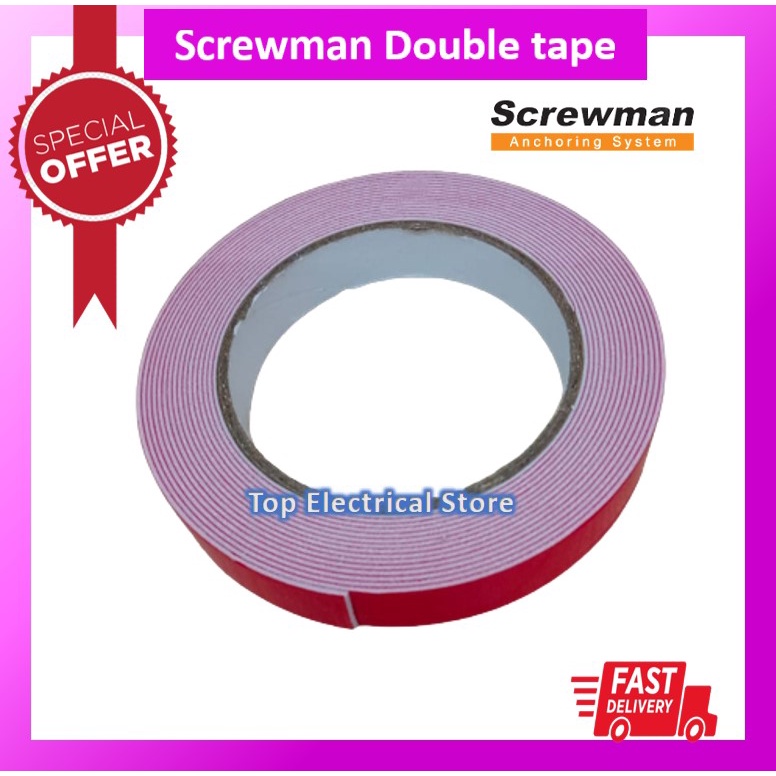 SCREWMAN DOUBLE SIDE TAPE MOUNTING TAPE 18MM X 5M | Shopee Malaysia