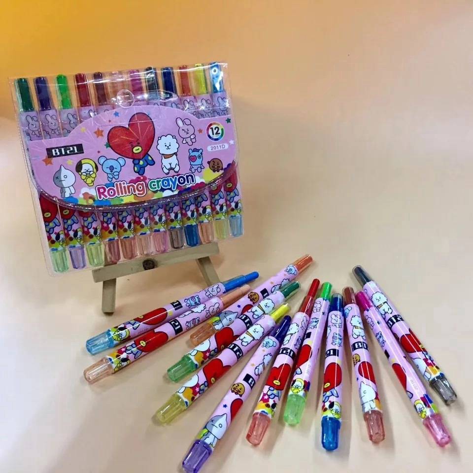 RAYON ART DRAWING COLOURING Kid Bts Bt21 Kpop Crayon Stationery School ...