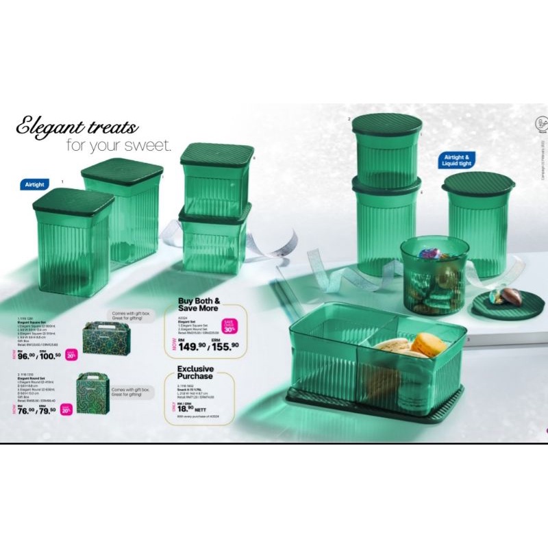 {READYSTOCK} TUPPERWARE ELEGANT SET/ELEGANT SQUARE SET/ELEGANT ROUND ...
