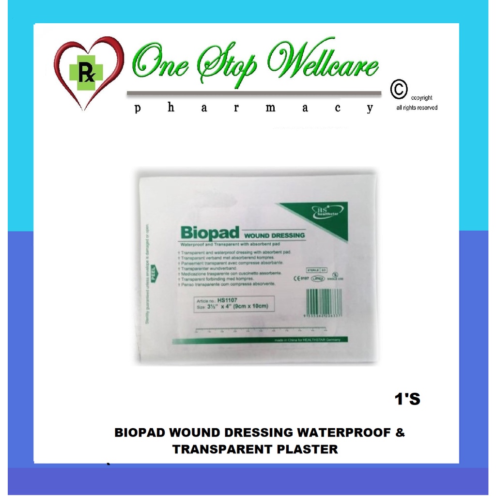 BIOPAD WOUND DRESSING WATERPROOF & TRANSPARENT PLASTER 1'S | Shopee ...