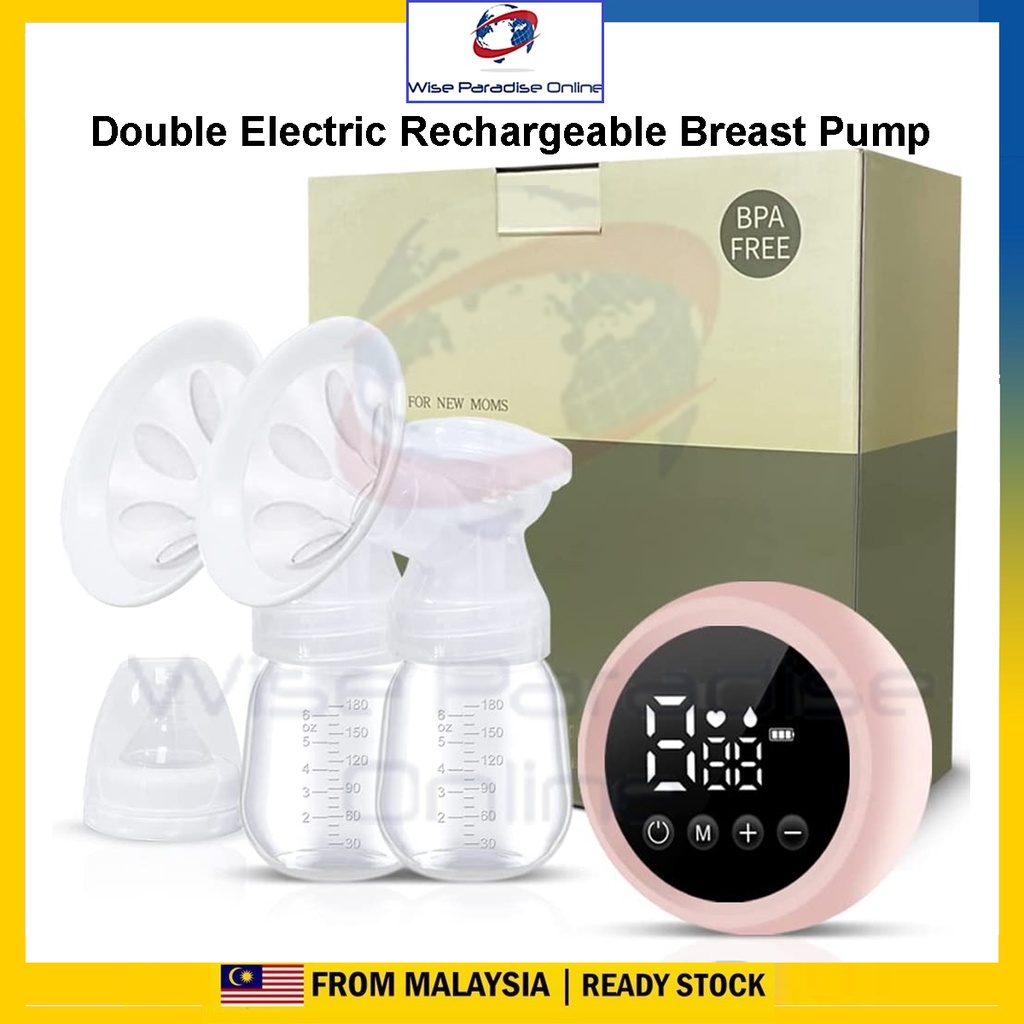 Double Breast Pump Rechargeable LCD Touch BPA Free Breast Pumps Baby ...