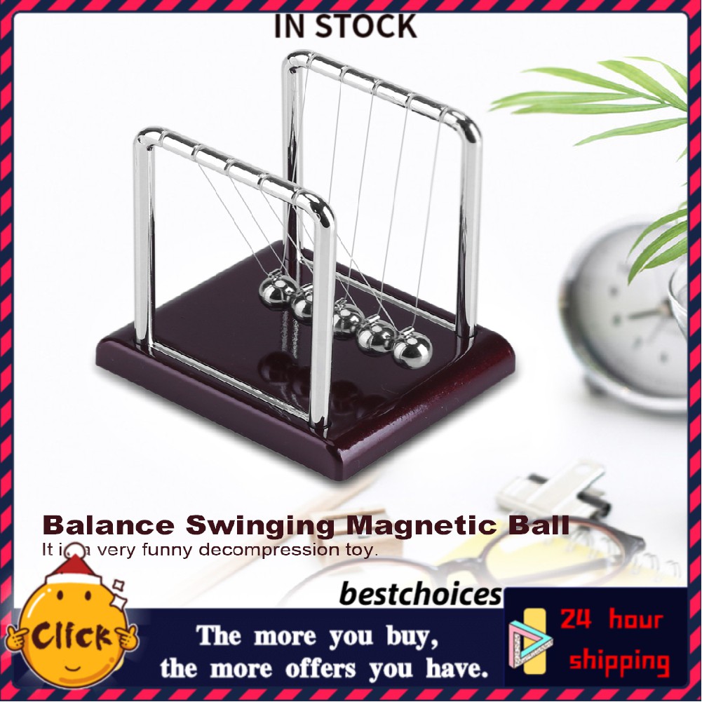 Toy Kinetic Balance Balls Swinging Magnetic Ball Cradle Physics Science ...
