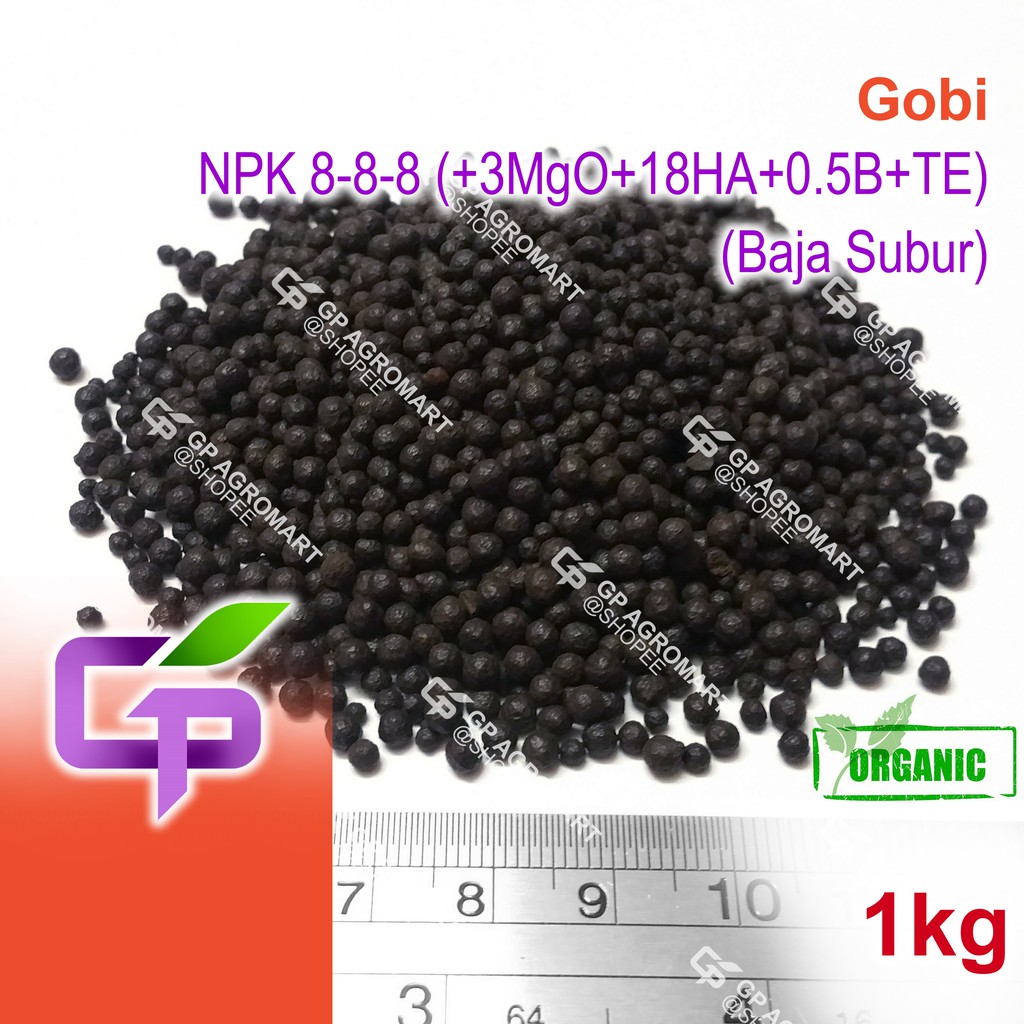 [ORGANIK] 1kg Baja Gobi NPK 8-8-8 (+3MgO+18HA+0.5B+TE) / Baja Humus ...