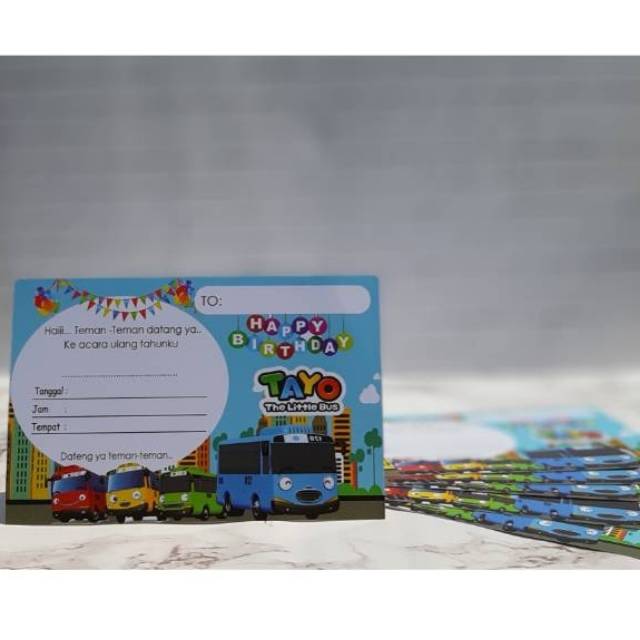 10 pcs Tayo birthday invitations | CHILDREN'S BIRTHDAY INVITATION ...