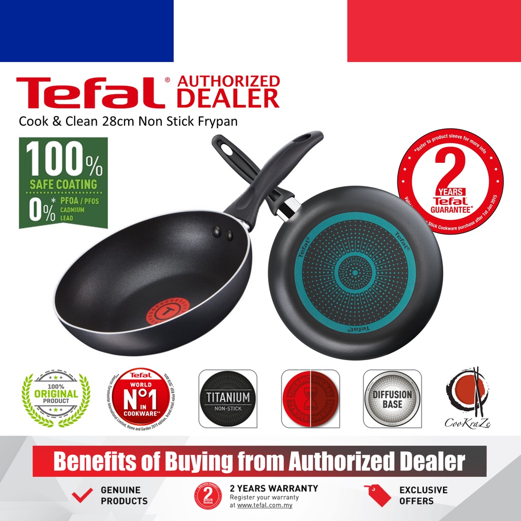 Tefal Cook & Clean Non Stick Deep Frypan Cookware (28cm) B22506/B2250695 | Shopee Malaysia