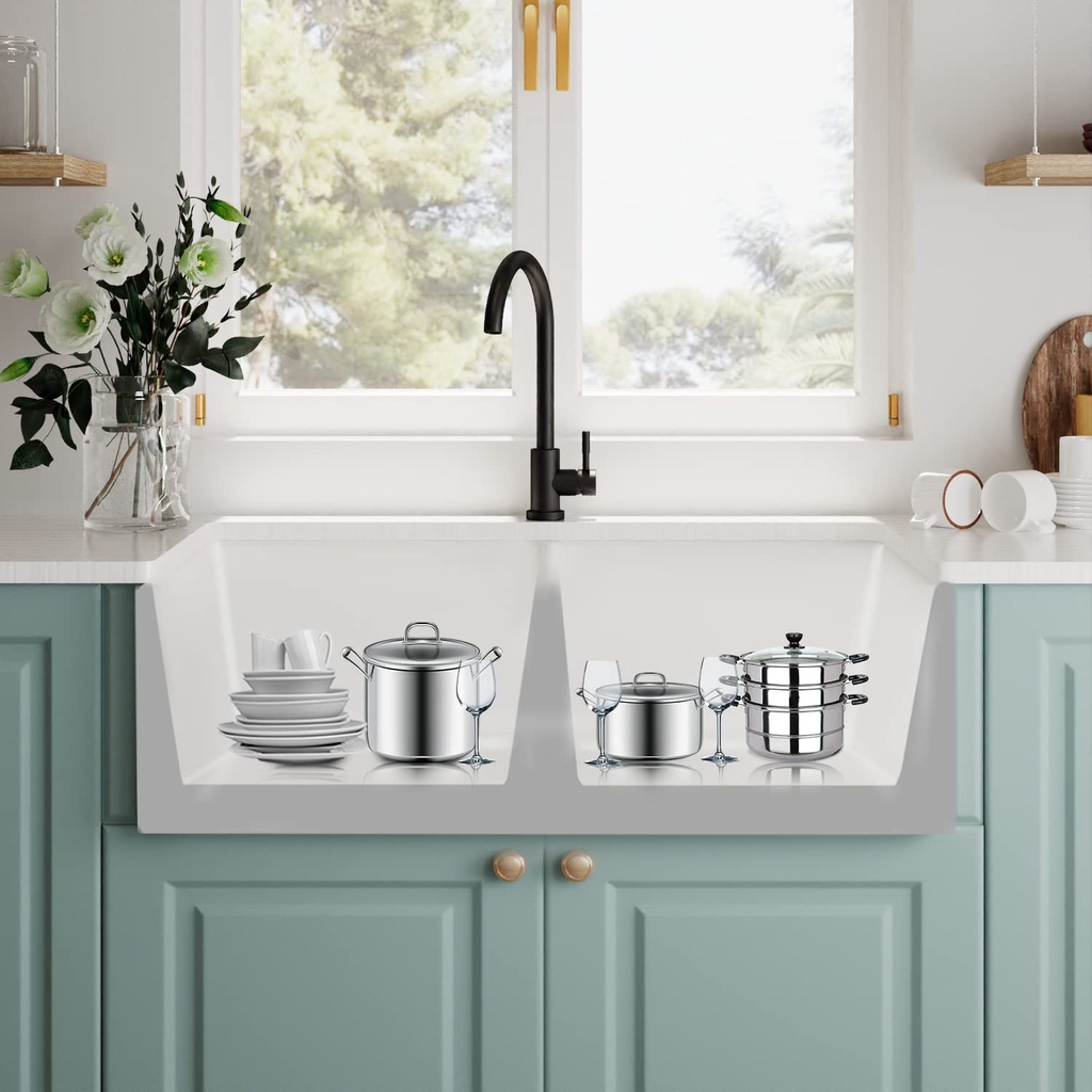 LOCAL STOCK-33"x20" Double Sink , 33-Inch Farmhouse Ceramic Kitchen ...
