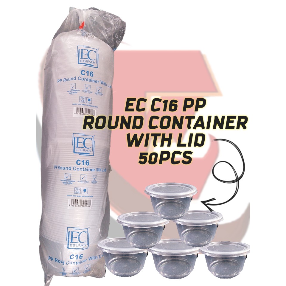 EC C16 PP ROUND CONTAINER WITH LID 50PCS | Shopee Malaysia