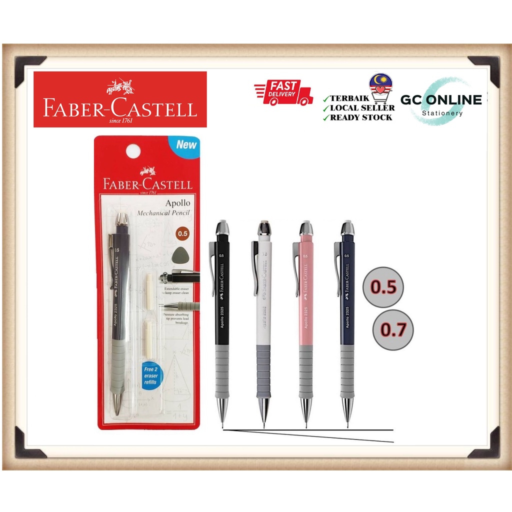 Faber Castell Apollo Mechanical Pencil 0.5mm 2325 / 0.7mm 2327 / Pensil ...