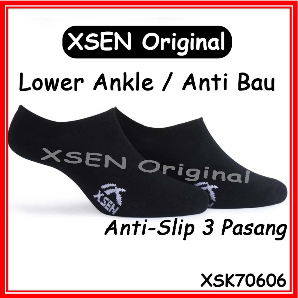 Invisible Black Color Bamboo Deodorant Socks Sarung Kaki Anti-Bau Anti-Slip Silicone Xsen ...