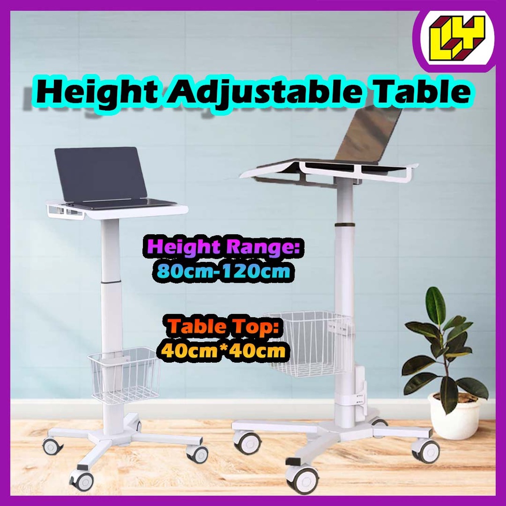 Gas Spring Height Adjustable Rolling Stand Table For Laptop Trolleys ...