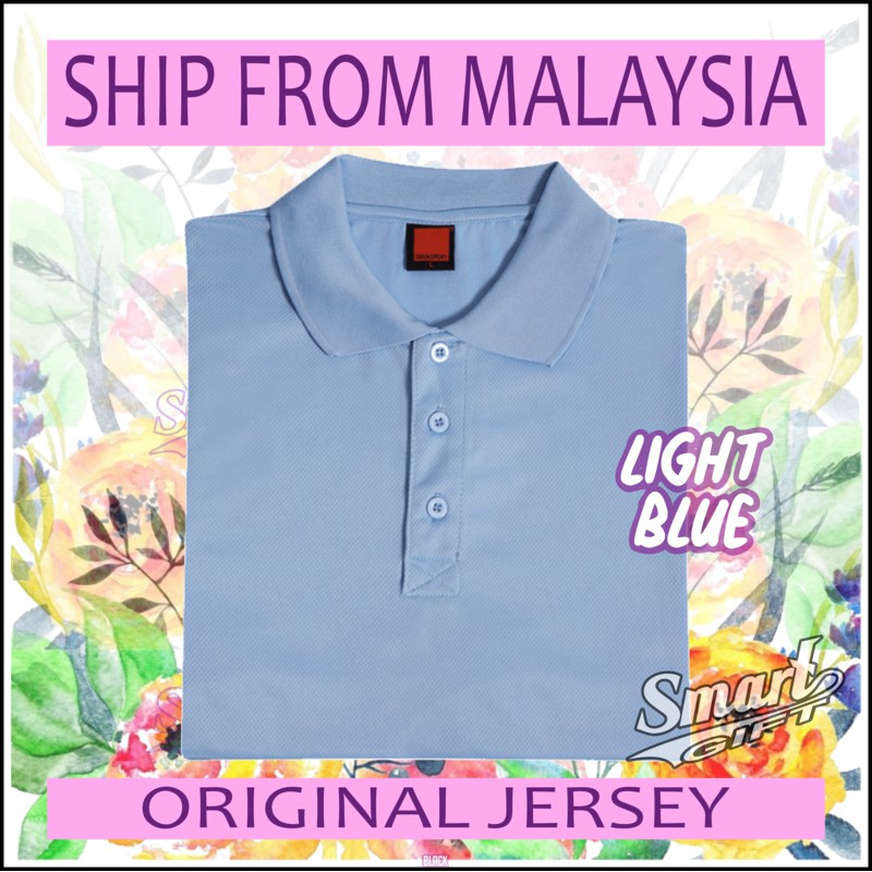 Jersey Light Blue Collar Short Sleeve Oren Sport Baju Jersi Tshirt ...
