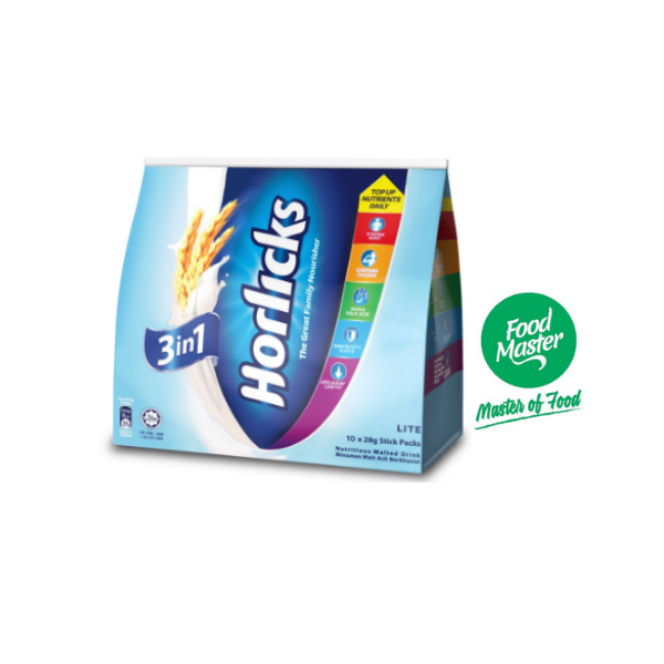 Horlicks 3 in 1 Malt Drink LITE 28g x 10 sticks ( Free Premium Packing ...