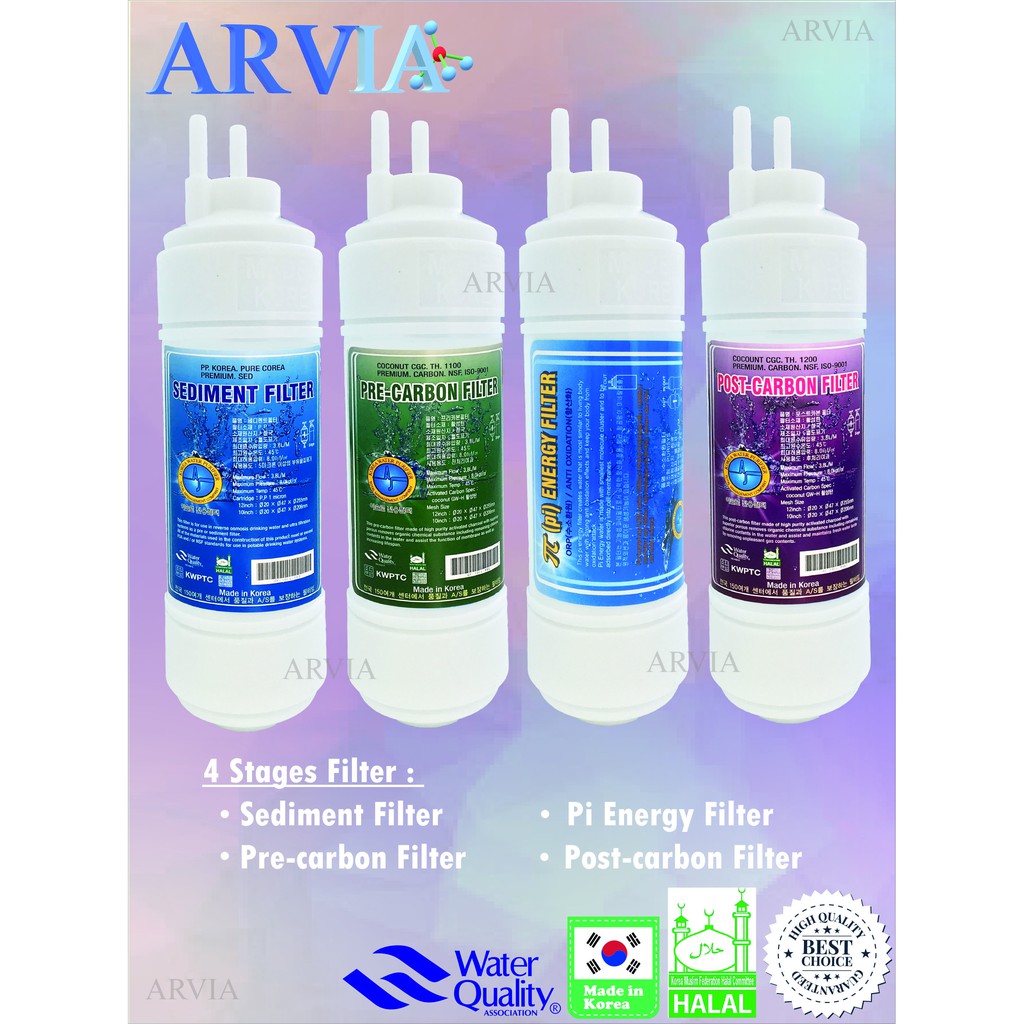 Arvia 8 Inch Purisys Korea HALAL Filter Cartridge Set (Sediment, Pre ...