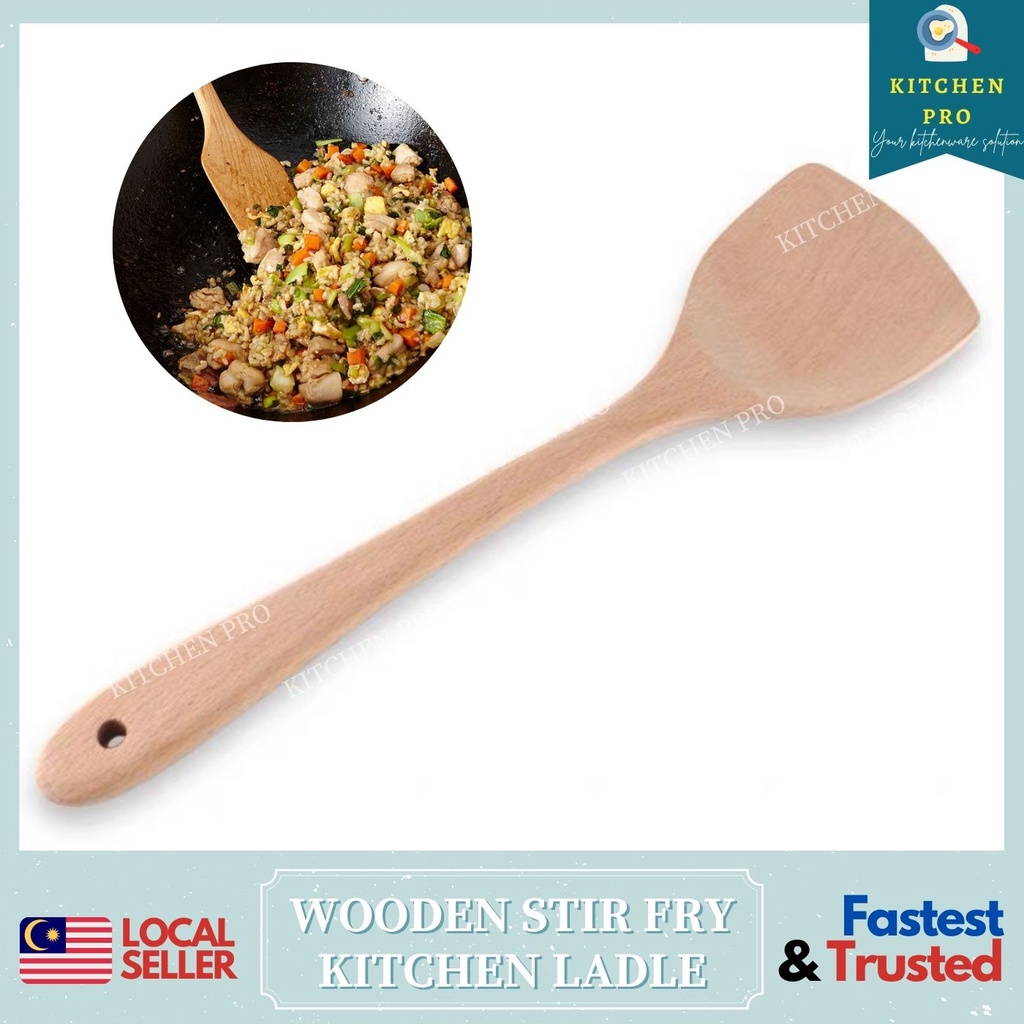𝐊𝐈𝐓𝐂𝐇𝐄𝐍 𝐏𝐑𝐎 | Wooden Kitchen Stir Fried Ladle / Easy Hook Ladle / Does ...